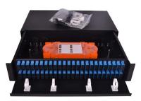 China Slim 1U Fiber Optic Patch Panel 96 Cores Sliding Open SC Type For LAN / WAN for sale