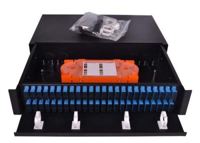 China Slim 1U Fiber Optic Patch Panel 96 Cores Sliding Open SC Type For LAN / WAN for sale