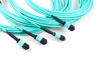 China Fiber Optical MTP MPO Patch Cable , Blue 8 Core Multimode Fiber Optic Cable for sale