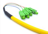 China G657A1 SC / APC Pigtail Simplex , Yellow 4 Core Single Mode Fiber Optic Cable for sale