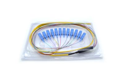 China SC FC LC SM Patch Cord / Pigtail 12 Core Fiber Optic Jumper Cables Custom Length for sale