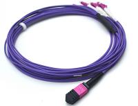 China 12 Fiber MPO Patch Cord 40G OM4 MPO/MTP To LC Fan Out / Break Out Cables 0.2dB Durability for sale