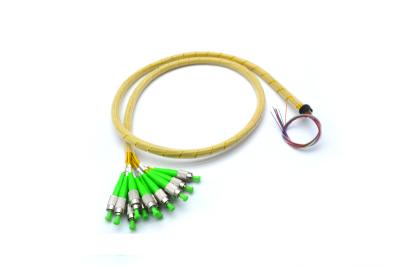 China SM 9/125 FTTH Bundle Fiber Optical Pigtials 12 Core FC/APC Connector 60dB Return Loss for sale