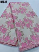 China Supplier Green Sequin Lace Fabric 2023 Hot Sale Golden Unique Mesh Fabric 100% Polyester Water Soluble Embroidered for sale