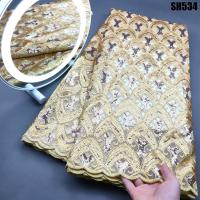 China Supoo High quality wedding fabric with sequins net embroidery sequins lace for evening birthday gown for sale
