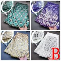 China Supoo High quality wedding fabric with sequins net embroidery sequins lace for evening birthday gown for sale