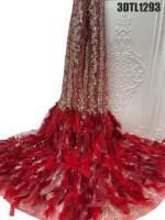 China Supoo Sequins Beaded lace Feather 3d Lace Top quality lace fabric for sale