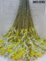 China Supoo Sequins Beaded lace Feather 3d Lace Top quality lace fabric for sale