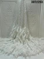 China Supoo Sequins Beaded lace Feather 3d Lace Top quality lace fabric for sale