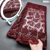 China Supoo Gold Burnt Orange African Bridal Wedding Sequin Mesh Embroidery Tulle Lace Fabric for sale