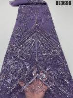 China Supoo  Luxury Beaded Heavy Tulle sequins Lace Fabric Gold Lace Fabric Embroidery for wedding party for sale