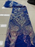 China Supoo Luxury beaded sequin fabric shiny wedding bridal fabric fish scale sequin fabric for sale