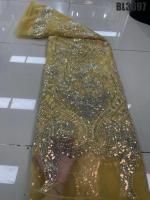 China Supoo Luxury beaded sequin fabric shiny wedding bridal fabric fish scale sequin fabric for sale