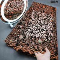 China Supoo Wholesale Factory Price Direct Sales French Lace Fabric Embroidery with Sequins Velvet Multi Color Mesh Fabric Embroidered for sale