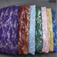 China Supoo  Good Quality  Luxury Laser-Cut Flocking Velvet Senegal Lace Fabric Sequin Lace  Embroidery with velvet for Nigerian for sale