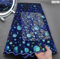 China Supoo New design High Quality Royal blue Velvet lace Sequence Velvet Lace Fabric For African Senegalese and Nigerian Wedding for sale