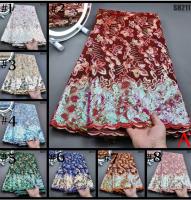 China Supoo 2022 big sale french velvet sequins net lace shinny sequins flower french tulle  lace fabric for party dress for sale