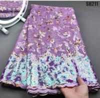China Supoo 2022 big sale french velvet sequins net lace shinny sequins flower french tulle  lace fabric for party dress for sale