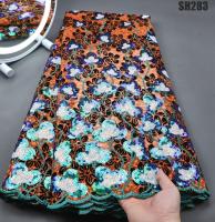 China Supoo 2021 Latest fashion Senegalese Lace Fabrics Colorful Embroidered Velvet Lace For Ghana and Kano Dresses for sale
