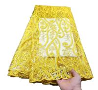 China Supoo Senegal olive green lace with olive green sequins embroidery tulle net lace fabric for sale
