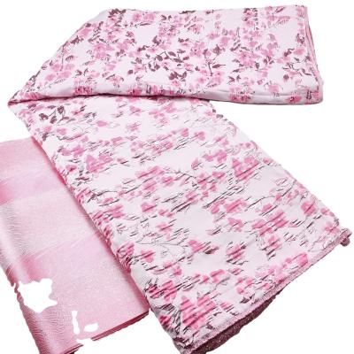 China 2023 Baby Pink African Brocade Fabric Jacquard Damask Design Brocade Jacquard Fabric High Quality For Party Wedding Dress for sale