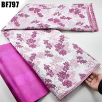 China 2023 Baby Pink African Brocade Fabric Jacquard Damask Design Brocade Jacquard Fabric High Quality For Party Wedding Dress for sale