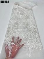 China Luxury ladys dress black handmade beaded bridal handmade bead fabric Bead lace material women wedding dresses for sale