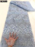 China Luxury indian embroidery lace handmade beaded bridal voile lace fabric Bead Embroidery Lace for wedding dresses for sale