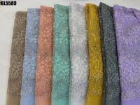 China Luxury indian embroidery lace handmade beaded bridal voile lace fabric Bead Embroidery Lace for wedding dresses for sale