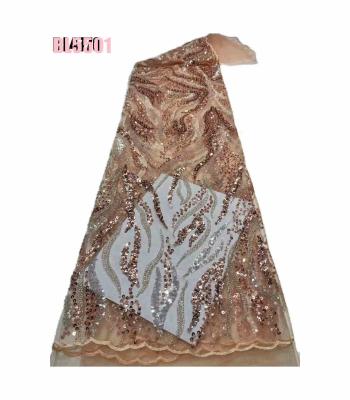 China luxury Europe Wedding Party Dress Bridal Dress Fabric High Quality Beaded Austria Embroidery  French Tulle Lace with Sequins for sale