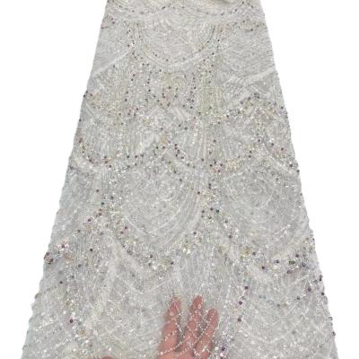 China 2023 new and high quality  Australian beaded lace wedding dress with shiny beaded Europe and America lace for wedding for party for sale
