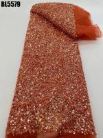 China 2023 Exquisite handmade  beaded lace embroidery lace fabric wedding dress Senegal fabric women clothing french tulle lace fabric for sale