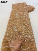 China New good quality wedding bridal dress pink beaded lace with sequins Austria Embroidery French lace women dress Ghana fabric for sale
