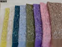 China New Exquisite Wedding Party Dress Bridal Dress Fabric purple Beaded lace with sequins Austria Embroidery French Lace Ghana dress for sale