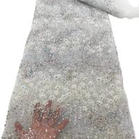 China Latest fashionable aso ebi beaded lace dress with shiny beaded Europe and America wedding lace  for Christmas party for sale