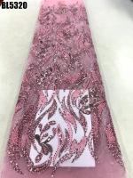 China top-end Handmade embroidery beaded bridal lace Guatemala evening dress heavy Handmade embroidery beaded bridal lace fabric for sale