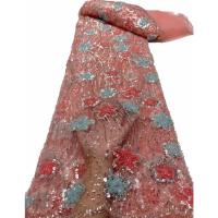 China Australian Fashion Wedding Party Dress Bridal Dress Fabric High Quality Beaded 3D Candy Color French Embroidery For Party Dress for sale