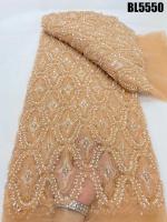 China Latest fashionable aso ebi beaded lace wedding dress with shiny beaded Europe and America lace with colorful beaded for sale