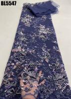 China Latest fashionable aso ebi beaded lace wedding dress with shiny beaded Europe and America lace with colorful beaded for sale