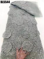 China fashion fabric Dubai Lace Fabric Handmade embroidery beaded bridal lace fabric white beaded lace  for wedding evening dress for sale