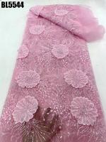 China fashion fabric Dubai Lace Fabric Handmade embroidery beaded bridal lace fabric white beaded lace  for wedding evening dress for sale
