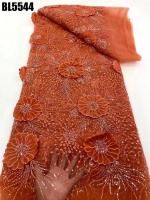 China fashion fabric Dubai Lace Fabric Handmade embroidery beaded bridal lace fabric white beaded lace  for wedding evening dress for sale