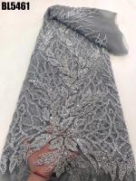 China European Fashion Milan Wedding Dress Lace Fabric Bridal Pearl Sequins Mesh Lace Gold Fashion Lace Beads Dress Fabric Wedding for sale