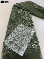 China Exquisite brown handmade beaded lace embroidery african french lace fabric sequin wedding dress Ghana fabric women clothing for sale