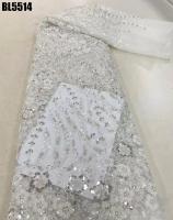 China Exquisite brown handmade beaded lace embroidery african french lace fabric sequin wedding dress Ghana fabric women clothing for sale