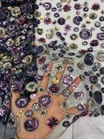 China Elegant beaded lace bridal embroidery lace fabric african french sequins fabric wedding dress fashion Ghana dress lady fabric for sale