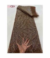 China Bridal Dress Fabric High Quality Beaded Austria Embroidery African French Tulle Lace with Sequins for   Wedding Party Dress for sale