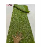 China Bridal Dress Fabric High Quality Beaded Austria Embroidery African French Tulle Lace with Sequins for   Wedding Party Dress for sale