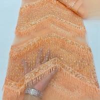 China 2023 Hot Sale Good Price handmade beaded lace embroidery african lace fabric Ghana dress wedding bridal dress Ghana lace for sale