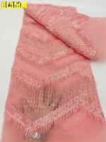 China 2023 Hot Sale Good Price handmade beaded lace embroidery african lace fabric Ghana dress wedding bridal dress Ghana lace for sale